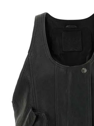 Attico Hammered Leather Blouson Vest