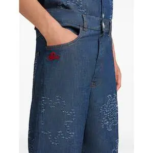 Marni Wide-leg Denim Jeans With Embroidered Detailing
