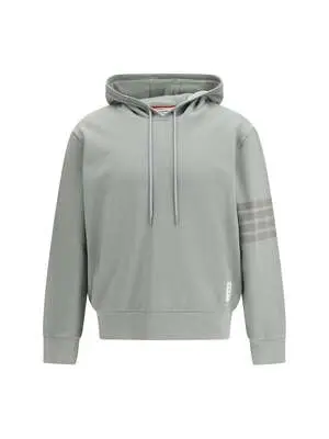 Thom Browne Cotton Hoodie With Sporty Stripes - Gray