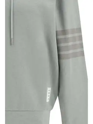Thom Browne Cotton Hoodie With Sporty Stripes - Gray