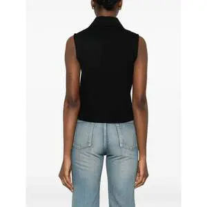 Saint Laurent Sleeveless Polo Top - Black