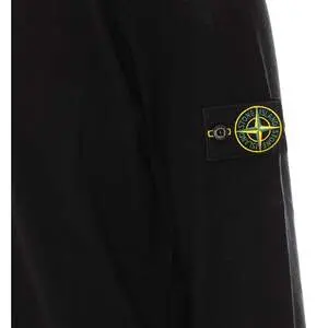 Stone Island Logo Detail Crew Neck Long Sleeve Sweater - Black