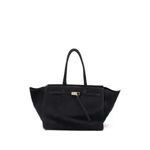 Benedetta Bruzziches Black Calf Leather Tote Bag - Blue
