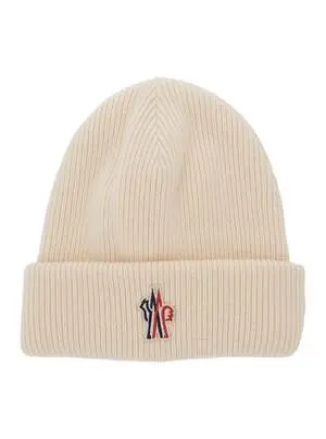 Moncler MONCLER GRENOBLE Wool Beanie With Logo Patch White