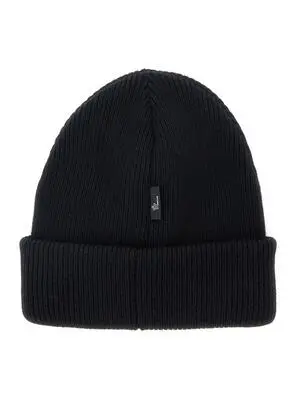 Moncler Wool Beanie With Logo Patch - Black