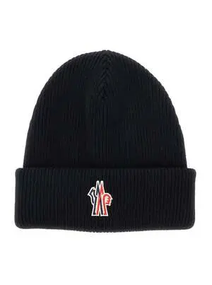 Moncler Wool Beanie With Logo Patch - Multicolor