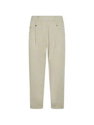 Brunello Cucinelli Micro Striped Stretch Cotton Trousers - Multicolor