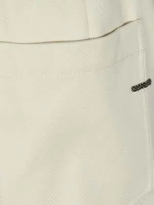 Brunello Cucinelli Micro Striped Stretch Cotton Trousers - Multicolor