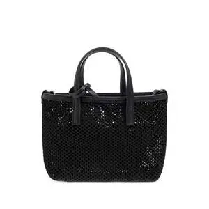 Moncler Leather And Polyamide Tote Bag With Logo Detail - Black
