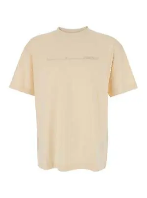 C.P. COMPANY Beige T-shirt With Logo On The Front In Cotton - Multicolor