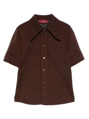 Gucci Brown Wool Short Sleeve Shirt