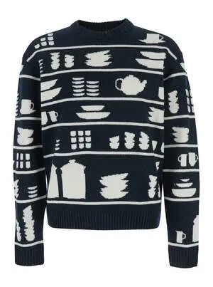 JW Anderson Wool Crewneck Sweater With Tableware Motif - Multicolor