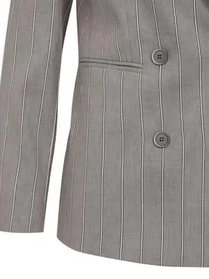 Peserico Pes-erico Linen Jacket With Classic Collar And Striped Print