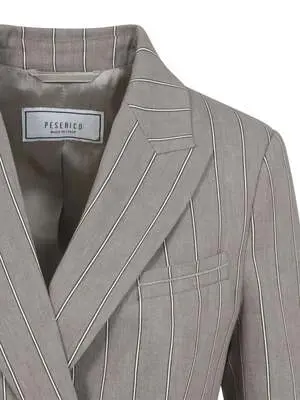 Peserico Pes-erico Linen Jacket With Classic Collar And Striped Print