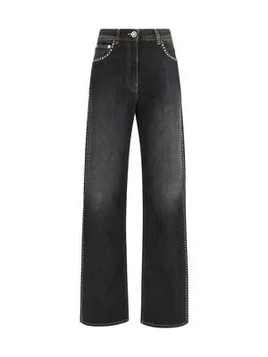 Versace Embellished Straight Leg Jeans - Black