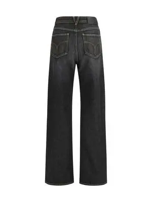 Versace Embellished Straight Leg Jeans - Black