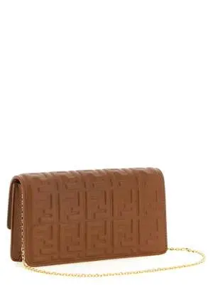 Fendi Baguette Wallet On Chain - Brown