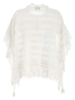 Isabel Marant Étoile Payton' Lace Insert Cotton Top - White