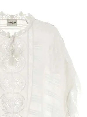 Isabel Marant Étoile Payton' Lace Insert Cotton Top - White