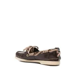 GOLDEN GOOSE Leather Loafers With Decorative Laces - Brown