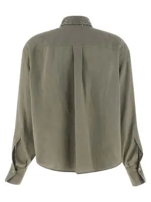 Brunello Cucinelli Linen Shirt With Sequin Collar