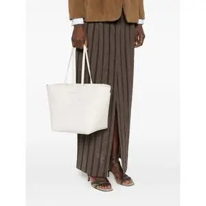 Brunello Cucinelli Grained Leather Tote Bag - Cream