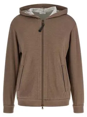 Brunello Cucinelli Monile Embroidered Pocket Hoodie - Brown