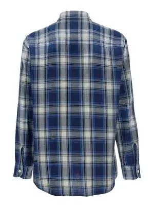 Dsquared2 Blue Shirt With Classic Collar And All-over Check Motif In Cotton - Multicolor