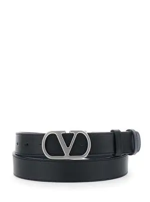 Valentino Garavani Vlogo Plaque Leather Belt - Multicolor