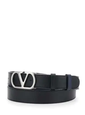 Valentino Garavani Vlogo Plaque Leather Belt - Multicolor