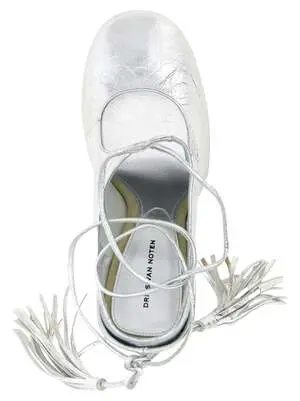 Dries Van Noten Laminated Leather Mules - Silver