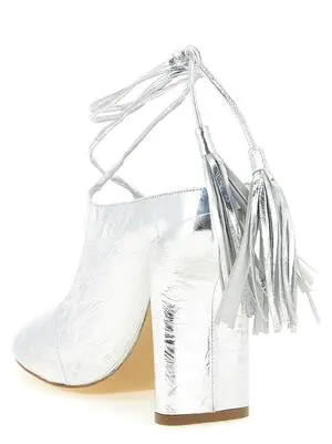 Dries Van Noten Laminated Leather Mules - Silver