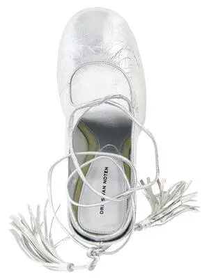 Dries Van Noten Laminated Leather Mules - Silver