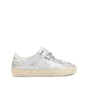 GOLDEN GOOSE Tone Metallic Leather Lace-up Sneakers - Silver