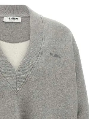 Attico Logo Embroidery V-neck Sweatshirt - Gray