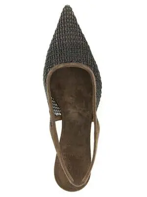 Brunello Cucinelli City" Mesh Slingback With Precious Net Embroidery