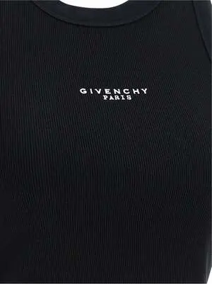 Givenchy Paris Ribbed Cropped Top - Black