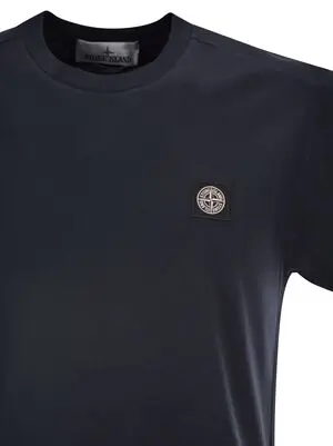 Stone Island Slim Fit T-shirt With Compass Patch - Blue