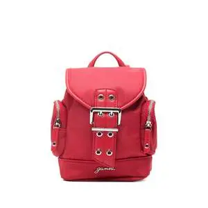 GANNI Leather And Nylon Backpack With Silver-tone Hardware - Red