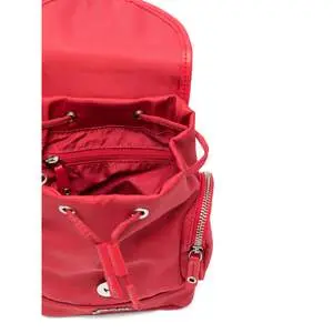 GANNI Leather And Nylon Backpack With Silver-tone Hardware - Red