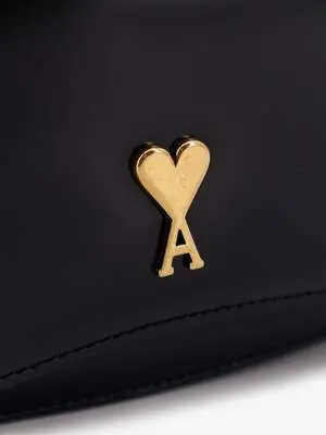 AMI Paris Leather Shoulder Bag With Metal Logo - Multicolor