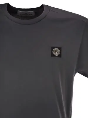 Stone Island Slim Fit T-shirt With Compass Patch - Gray
