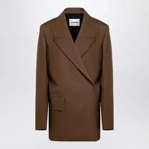 JIL SANDER Wool Double-breasted Jacket - Brown