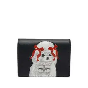GANNI Puppy Print Calf Leather Clutch Bag - Black