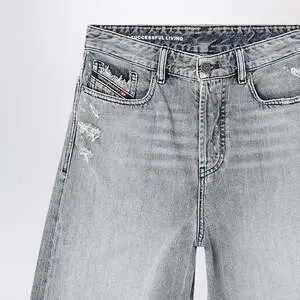 DIESEL® Grey Wash Distressed Denim Bermuda Shorts