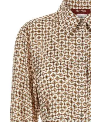 Max Mara Msttenuta' Silk Twill Shirt With Scarf Print And Belt