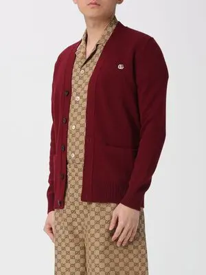 Gucci Burgundy Mix Cashmere V-neck Cardigan