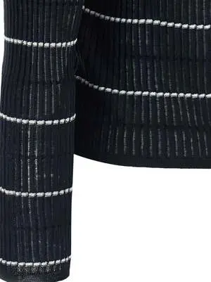 Max Mara Flat Ribbed Wool And Silk Sweater With Contrast Stripes