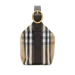 Burberry Check Pattern Mini Bag With Leather Trim