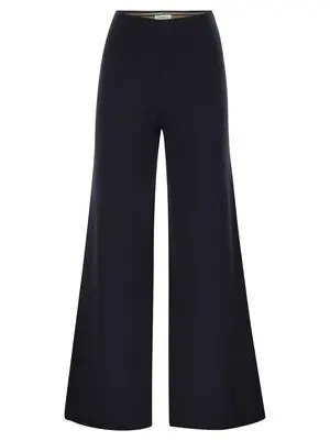 Max Mara Viscose Crêpe Knit Trousers - Blue
